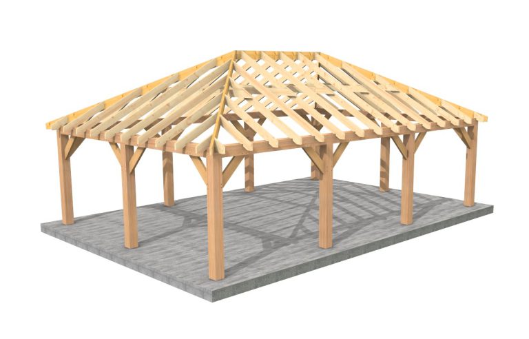 3 Bay Car Port Hipped Roof | Timber Structures by Coltman Bros