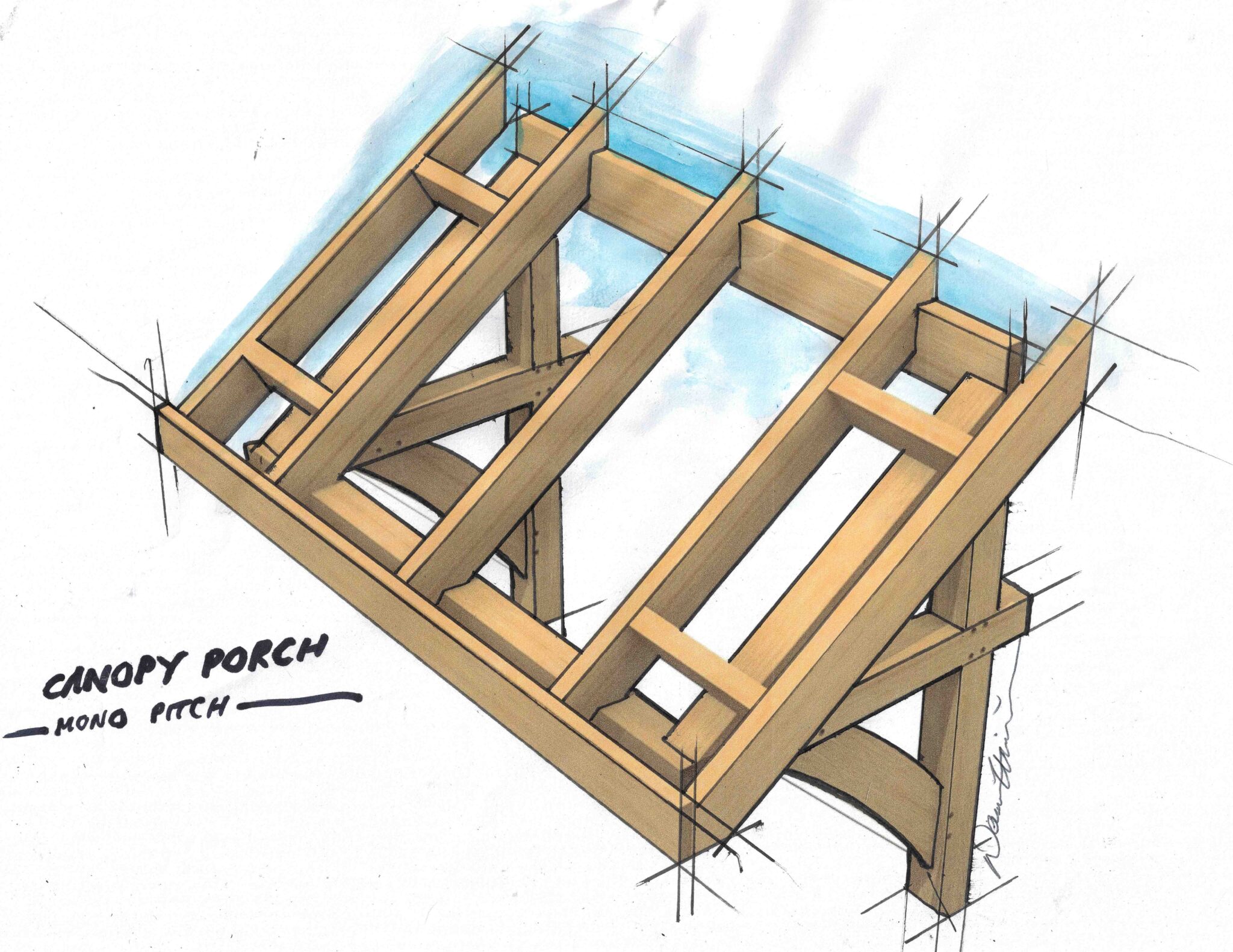 Canopy Porch - Mono Pitch Roof | Timber Structures by Coltman Bros